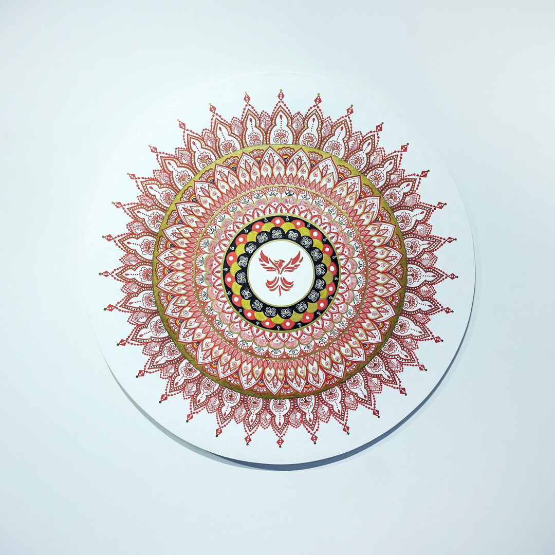 Phoenix Mandala Wall Art, Original Abstract Panel Painting, Handmade ...