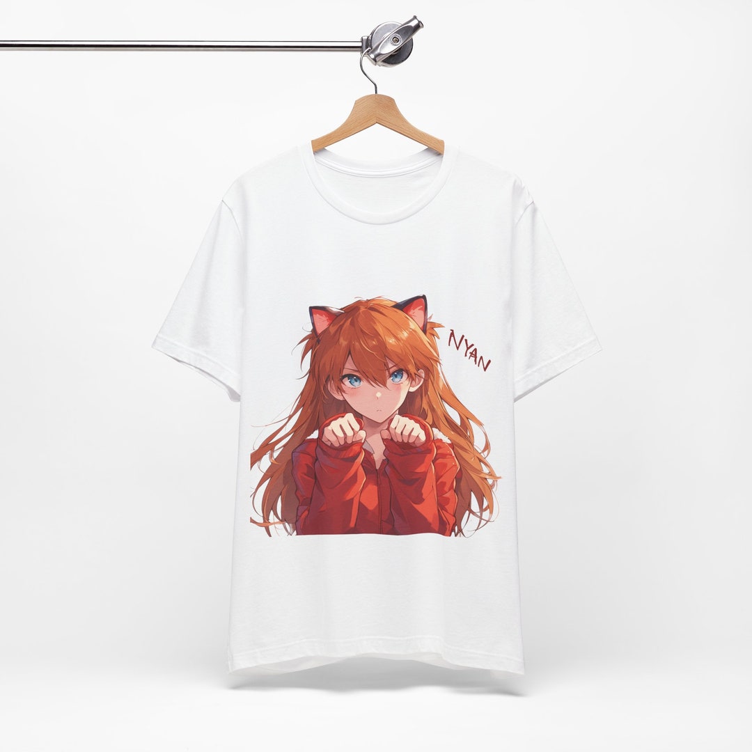 Cat Asuka Evangelion T-shirt | Cute Anime Graphic Tee | Stylish Anime ...