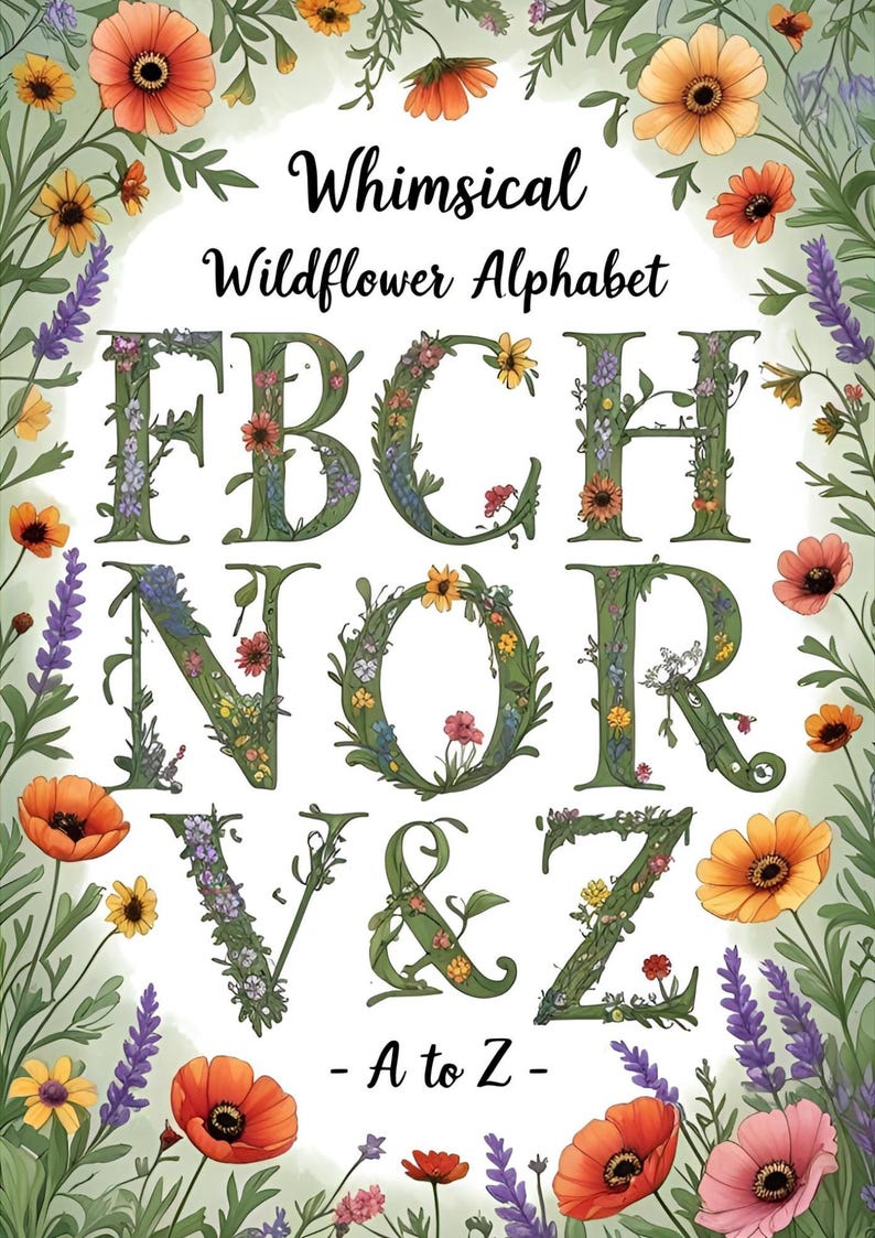 Wildflower Alphabet Coloring Book: Printable A to Z, Art Therapy (DIY ...