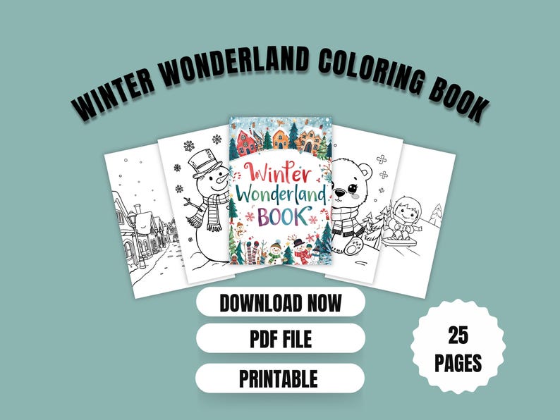 Winter Wonderland Coloring Book: Snowy Scenes for Kids & Adults ...