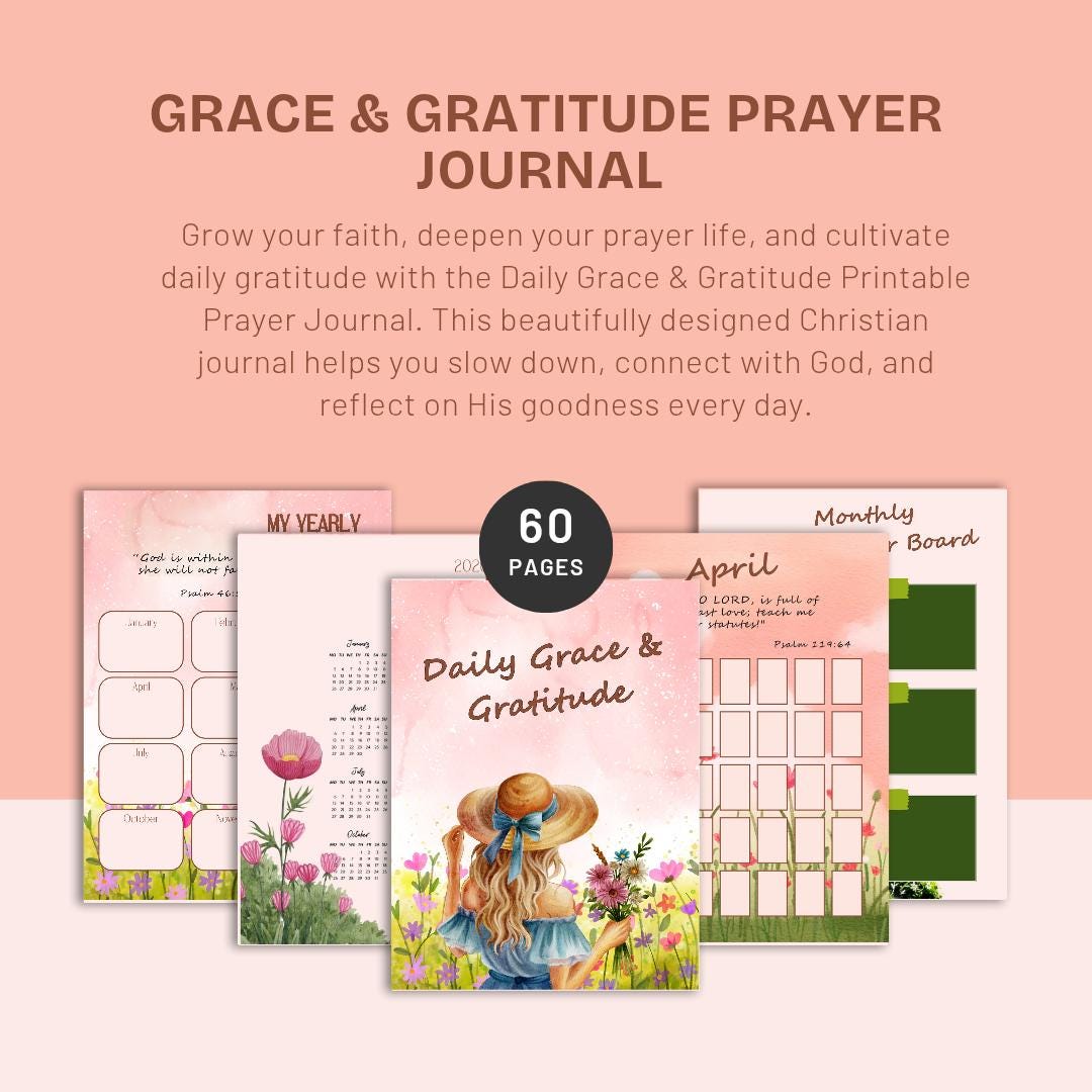 Daily Grace & Gratitude Journal | Christian Printable Journal ...