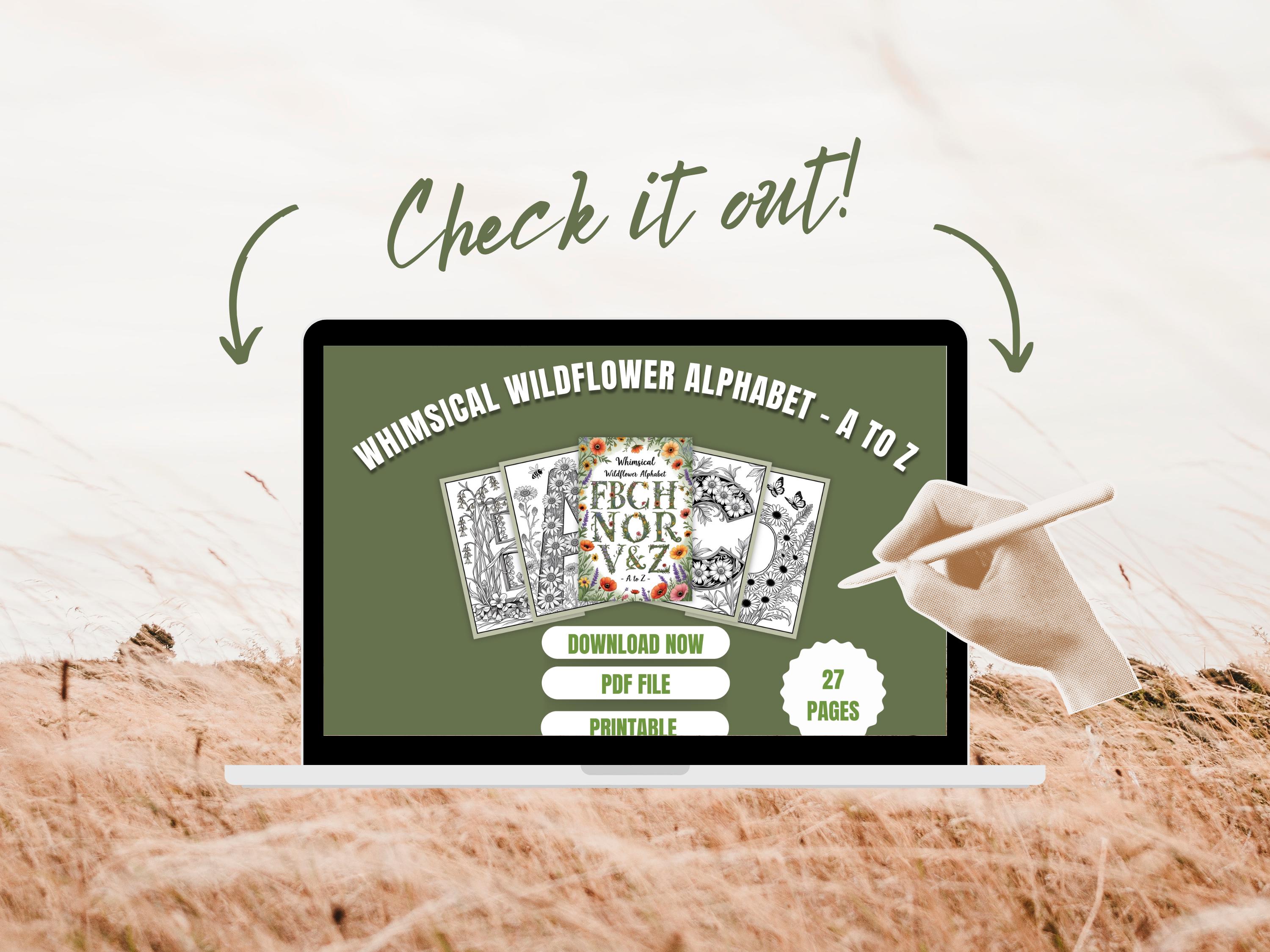 Wildflower Alphabet Coloring Book: Printable A to Z, Art Therapy (DIY ...
