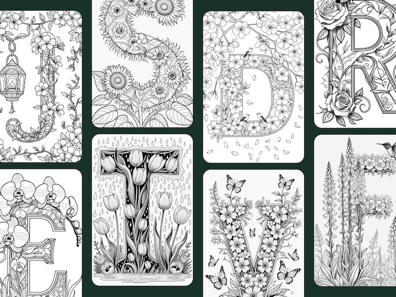 Whimsical Magical Garden Alphabet, Printable Coloring Book,(digital ...