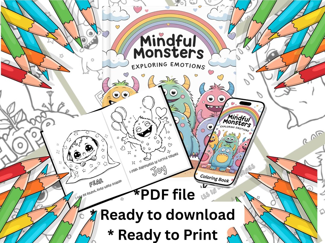 Kawaii Monster Coloring Book: Mindful Relaxation Activity (printable ...