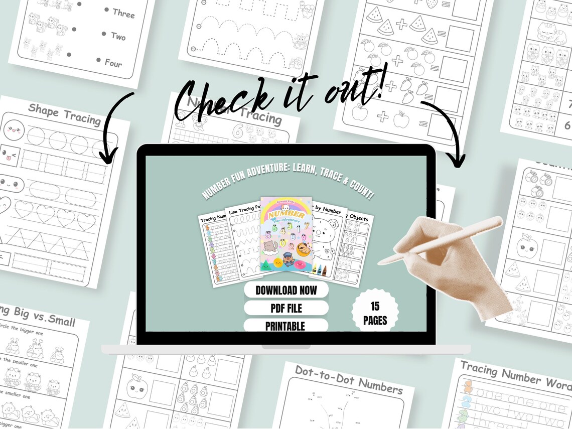 Number Fun Adventure Printable, Learn Trace & Count Worksheet ...