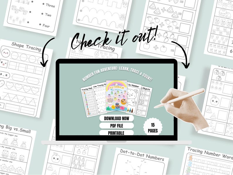 Number Fun Adventure Printable, Learn Trace & Count Worksheet ...