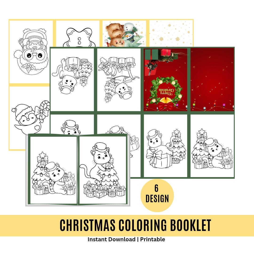 Printable Christmas Coloring Booklet, Holiday Activity for Kids ...