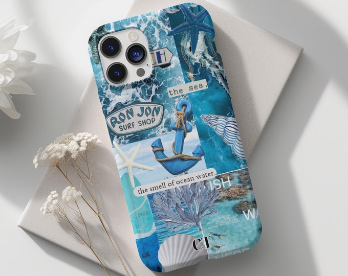 Coconut Girl Collage Aesthetic Phone Case, Ocean Beach Inspired, Summer Beachy Surfer Girl Case ...
