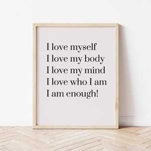 I Love Printable Affirmation Wall Art Magnifying Self-love and ...