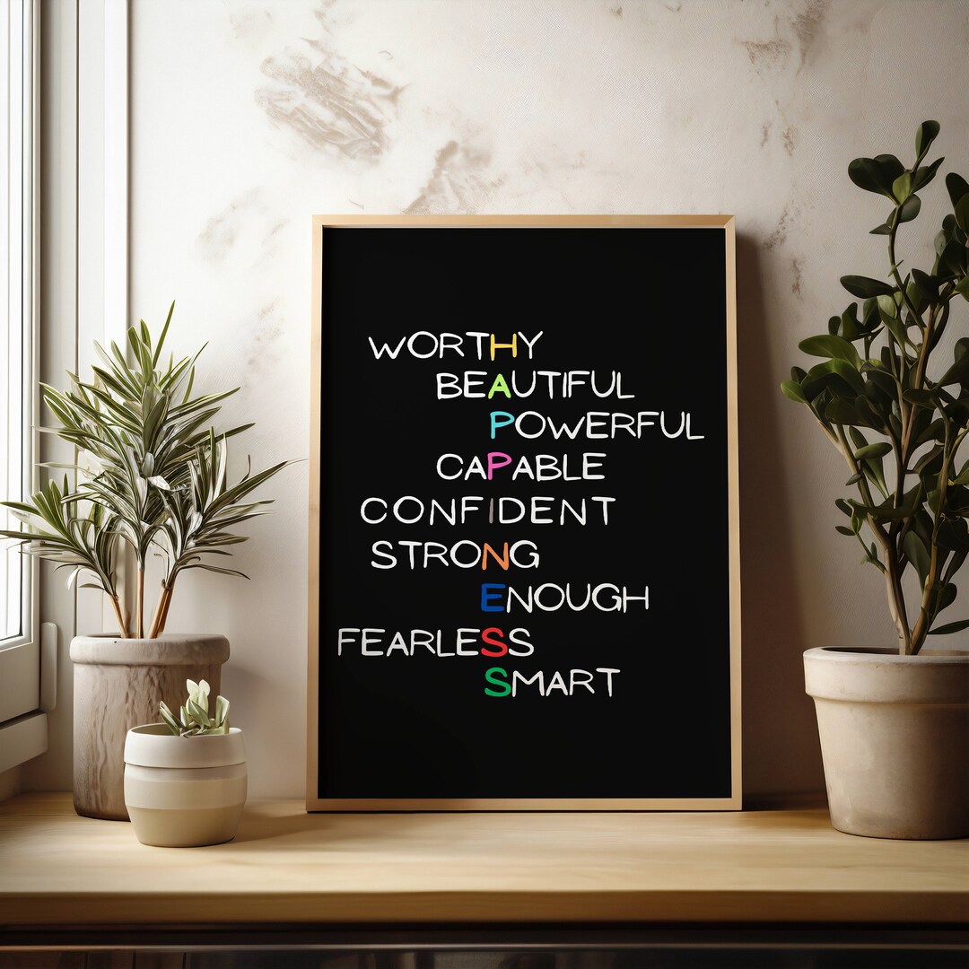 Uplifting Positive Affirmation Wall Art Print - Positive Mentality ...
