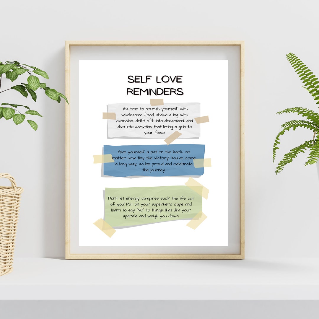 Self Love Reminders Positive Affirmations Art Print Mental Health ...