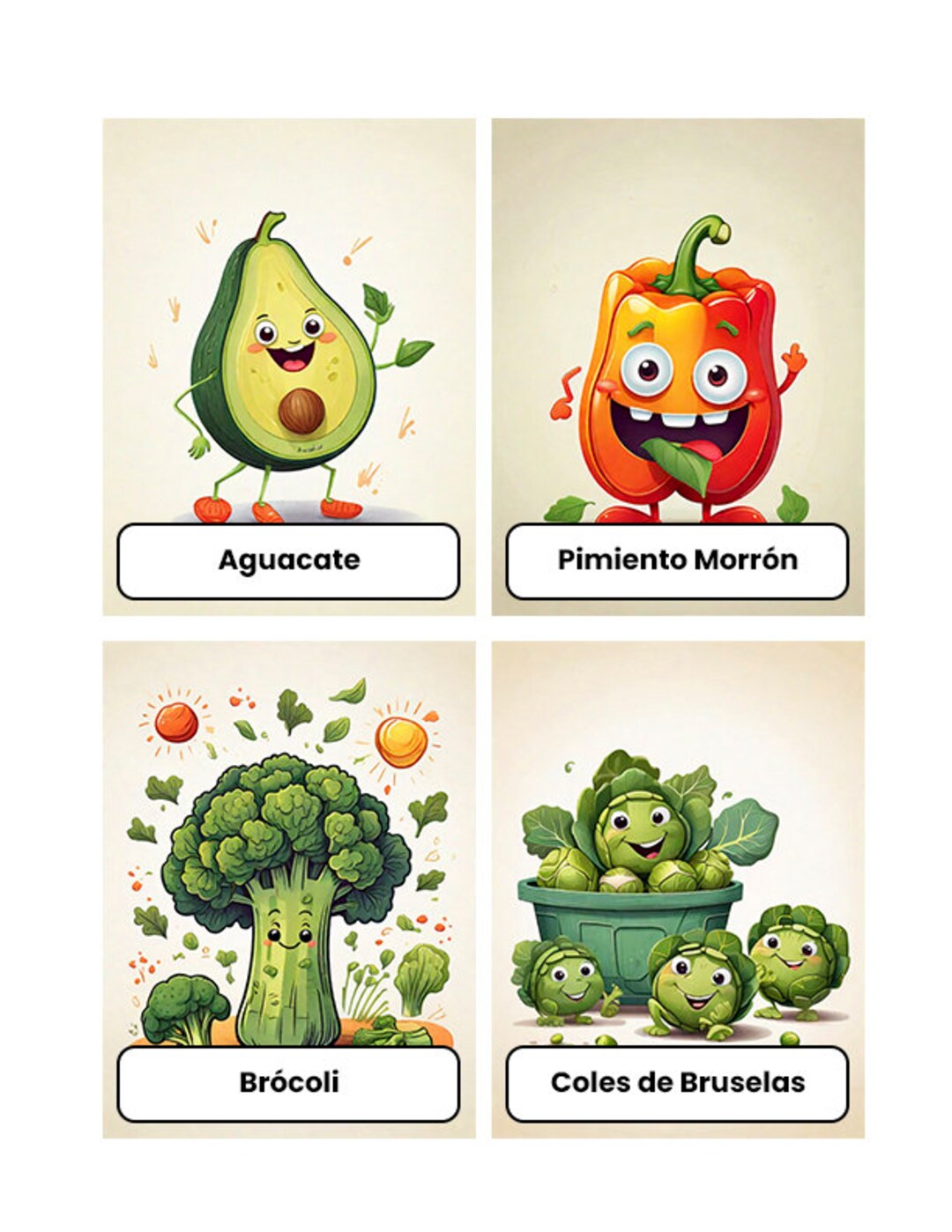 Spanish Vegetables Printable Flashcards - Etsy