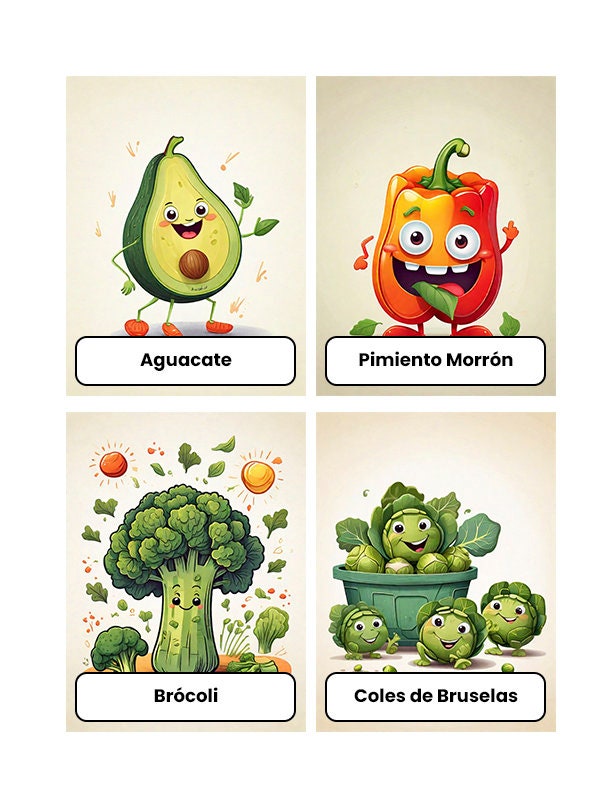 Spanish Vegetables Printable Flashcards - Etsy