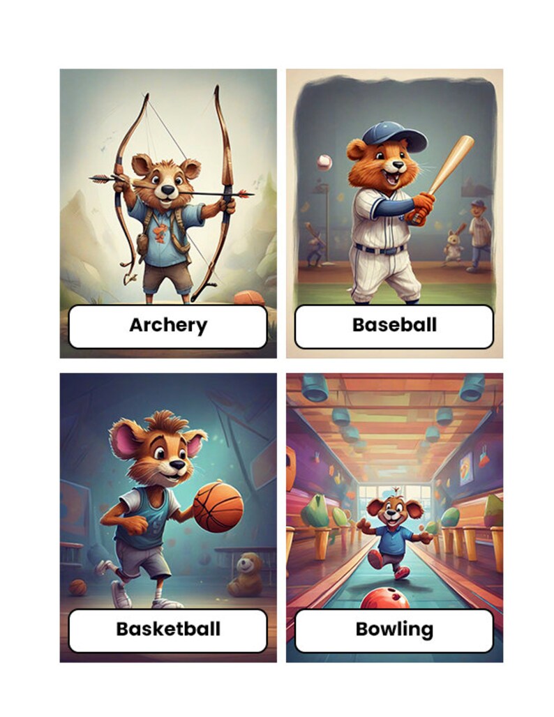 English Sports Printable Flashcards - Etsy