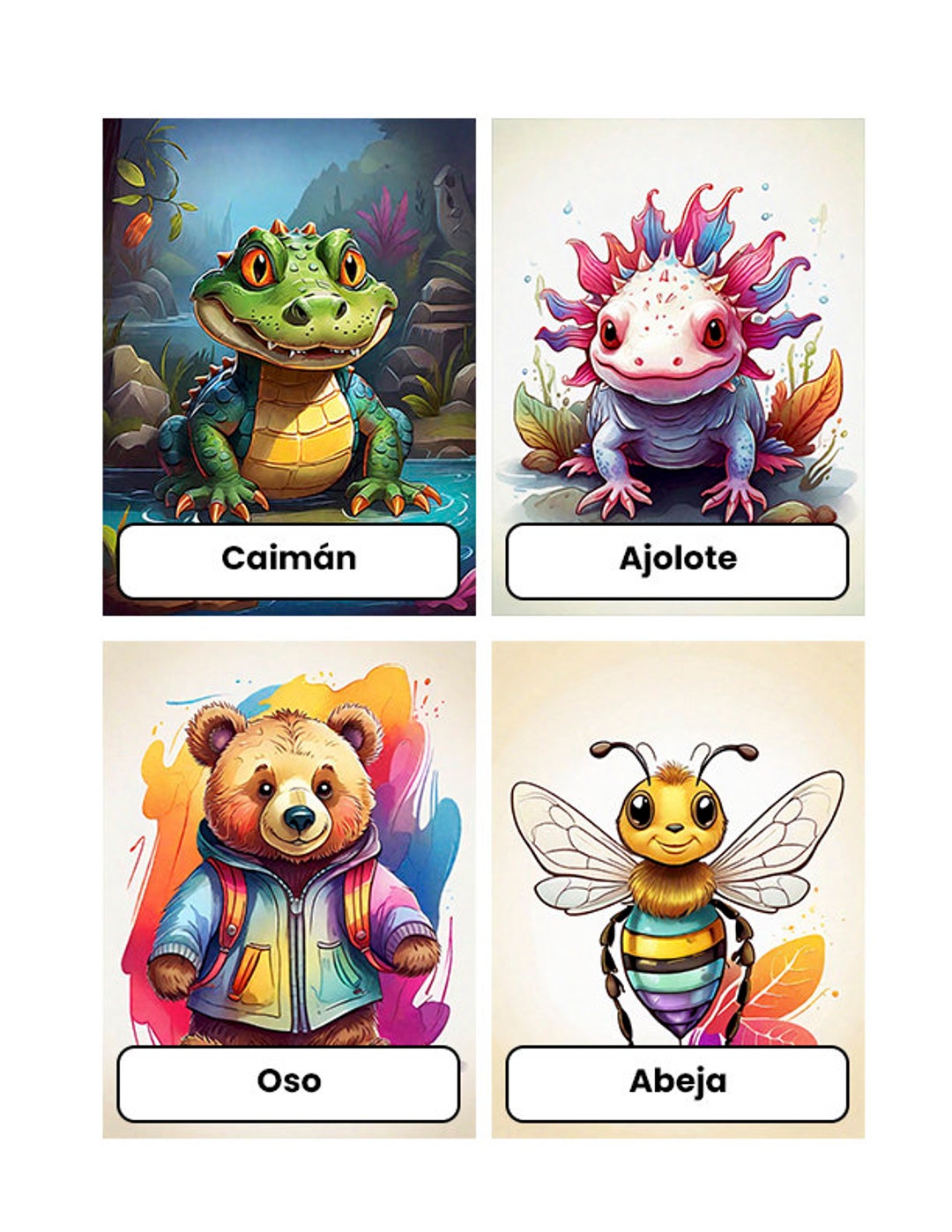 Spanish Animals Printable Flashcards - Etsy