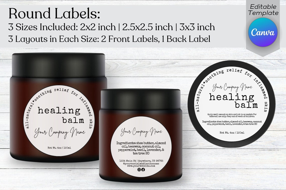 Edit & Customize Round Label Template, Circle Lid Jar Label, 2, 2.5, 3 ...
