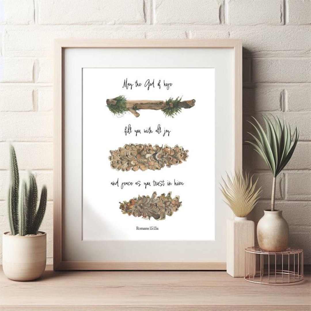 Northwest Pinecone Wall Art Print - Romans 15:13 - Devotional Wall Art ...