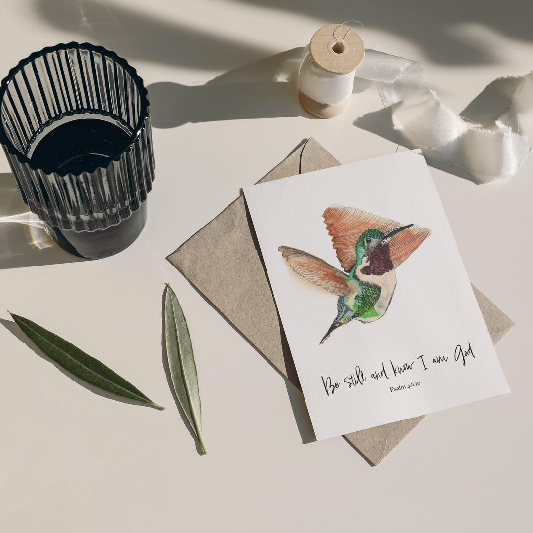 Psalm 46:10 Watercolor Hummingbird Christian Card Set - Etsy