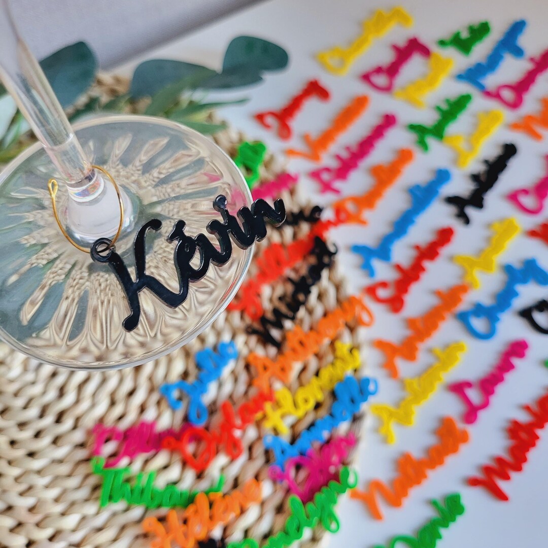 Custom Wedding Wine Glass Charms, Personalized Name Tags, Cocktail ...