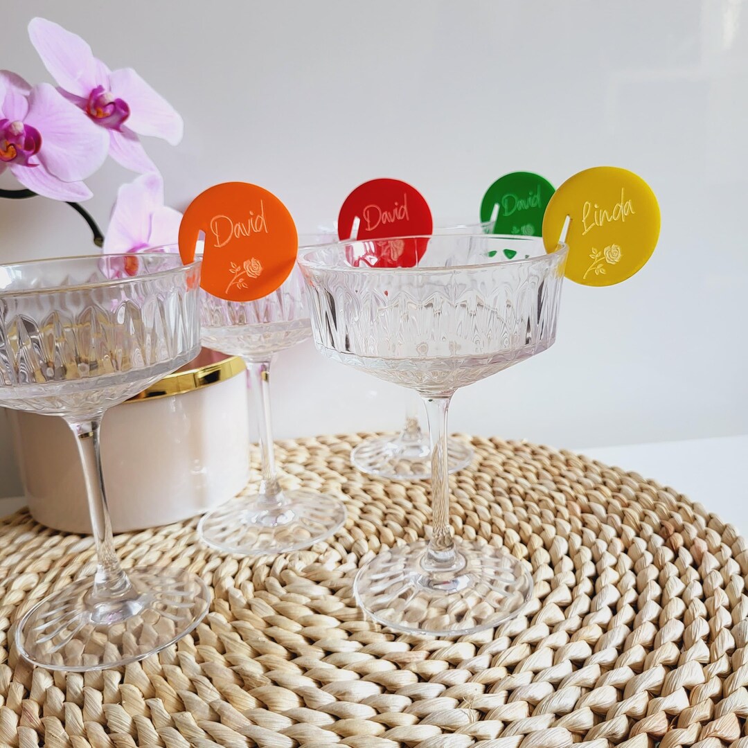 Acrylic Wedding Table Decoration, Laser-cut Drink Markers With Rose ...
