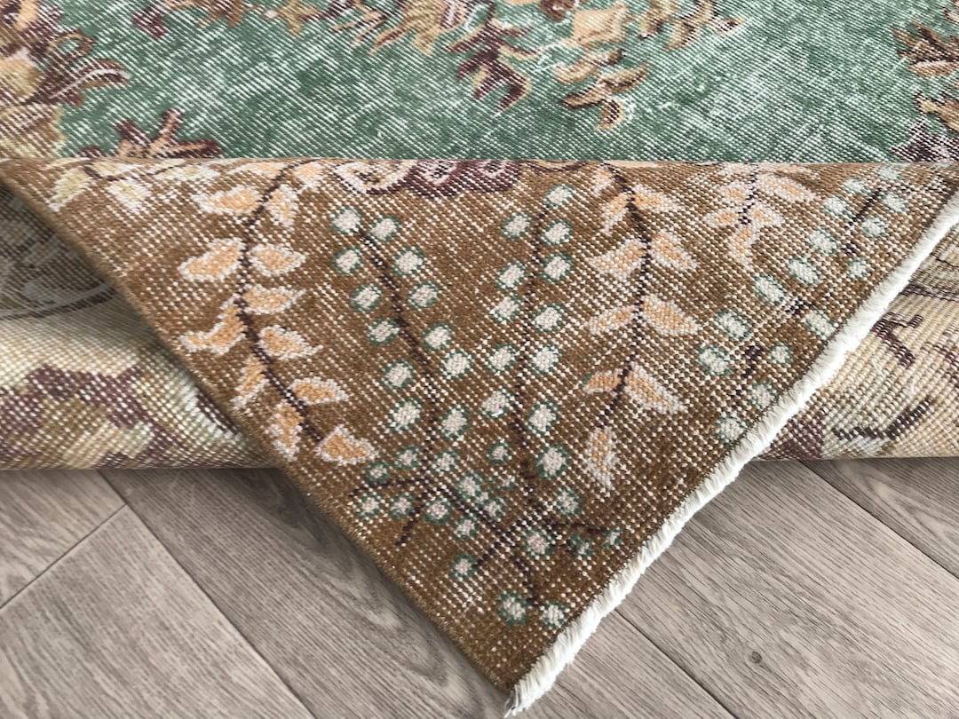 5.6x9.2 Ft, 6x9 Orange Green Turkish Rug, 6x9 Vintage Green Orange ...