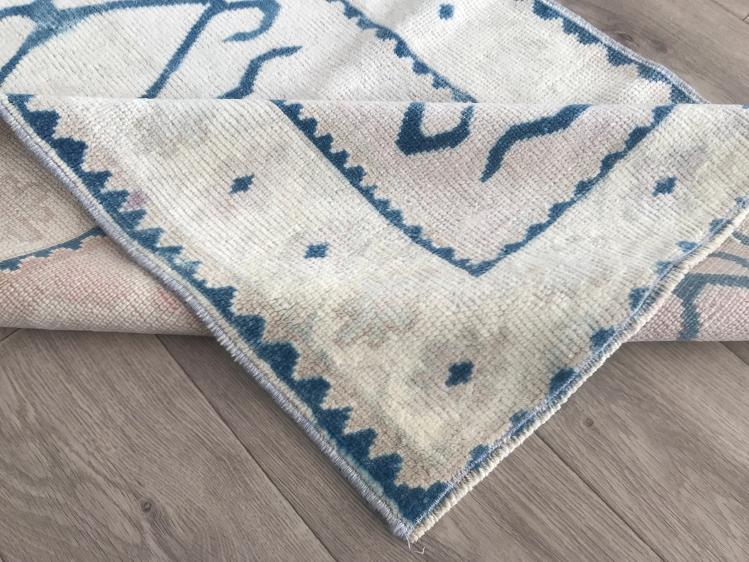 3x7 Beige Blue Faded Pink Turkish Runner Rug, 3x7 Blue Vintage Runner ...