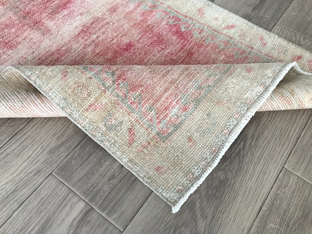 2x4 Red Blue Vintage Small Rug, 2x4 Blue Red Türkish Rug, Oushak Office ...