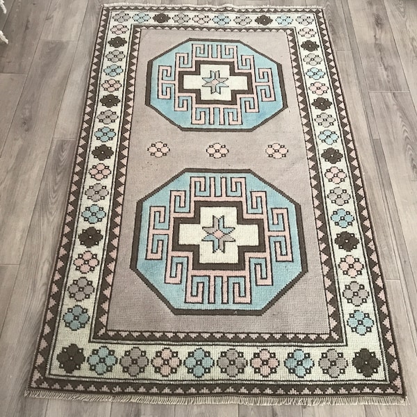 Blue Pink Turkish Rug - Etsy
