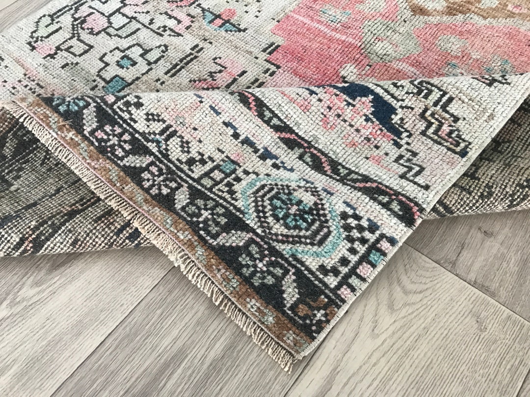 3x10 Red Beige Vintage Runner Rug, 3x10 Oushak Runner, Turkish Entryway ...