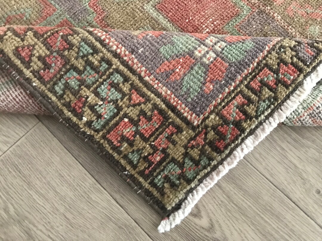 2x4 Red Green Blue Oushak Small Rug, 2x4 Blue Green Red Vintage Rug ...