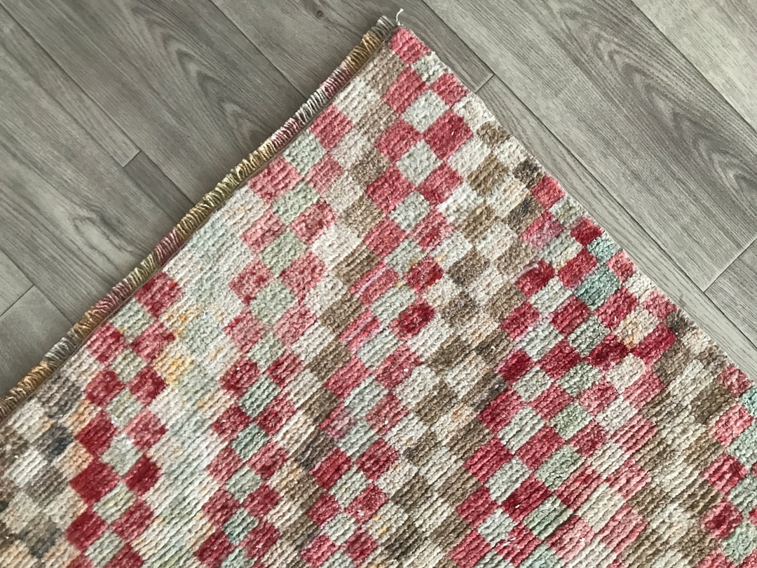 5x7 Red Green Brown Rainbow Turkish Area Rug, 5x7 Rainbow Vintage Rug ...