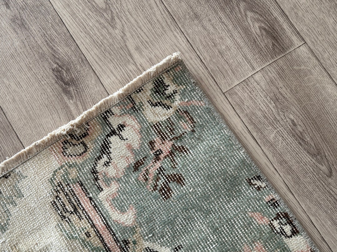3x4 Pink Green Beige Vintage Rug, 3x4 Turkish Rug, Oushak Livingroom ...