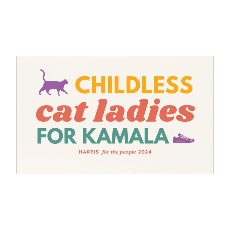 Childless Cat Ladies for Kamala Car Magnet Bumper Sticker Cat Lady ...