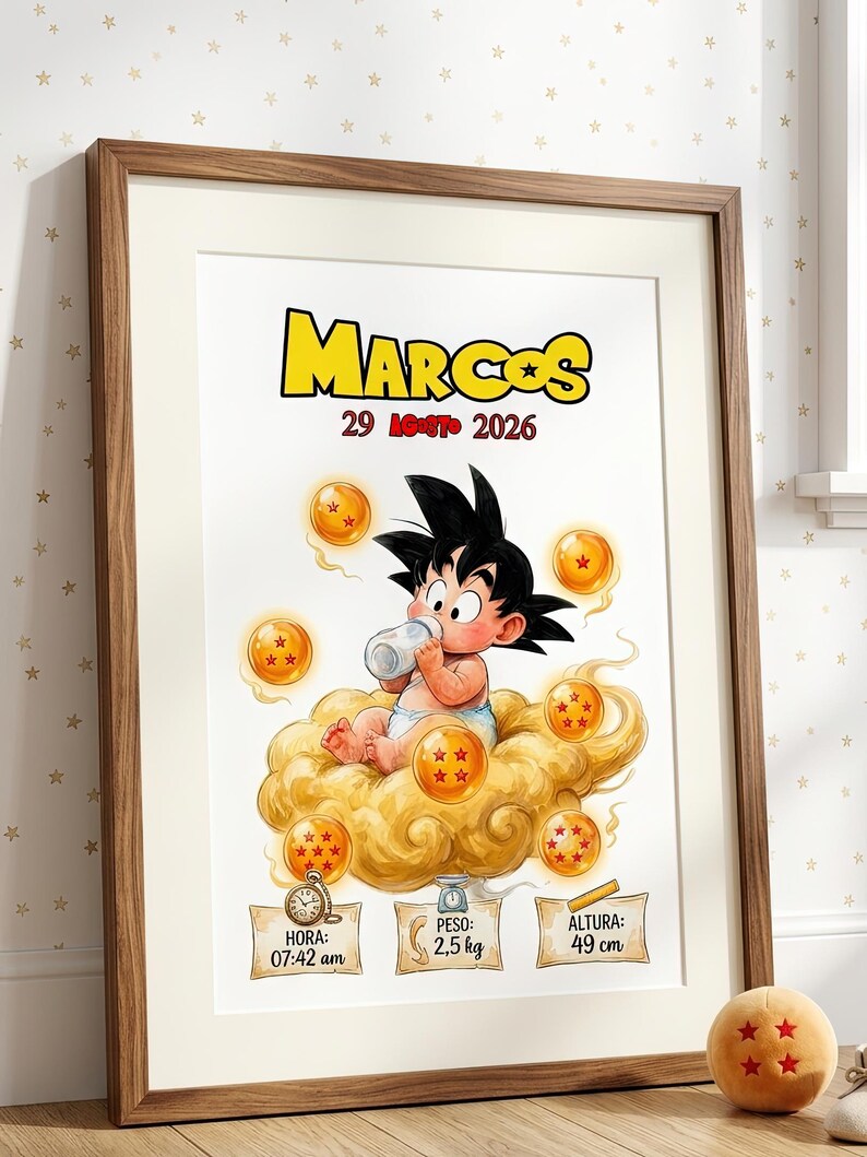Goku Birth Announcement | Baby Shower Gift | Personalized Dragon Ball ...