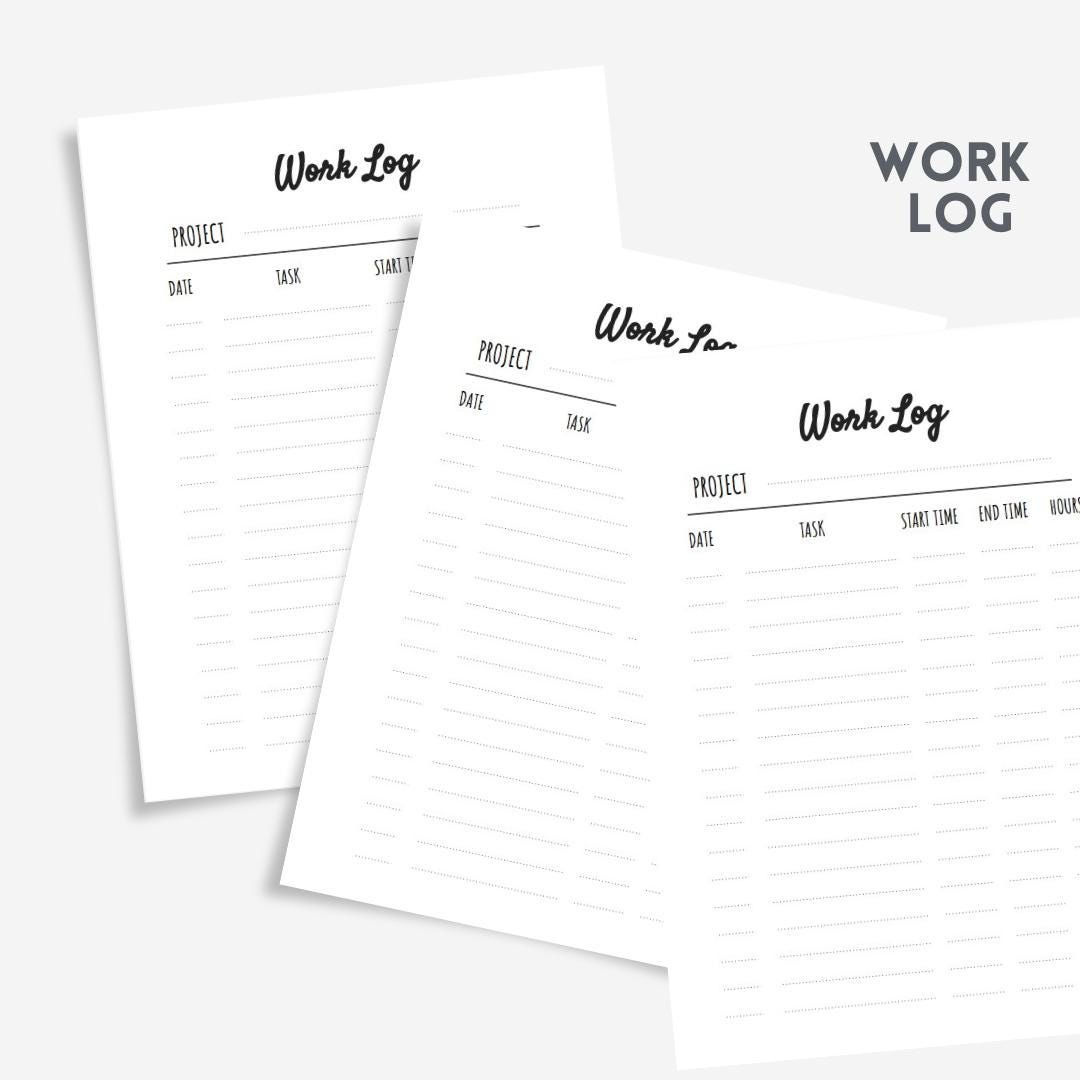 Work Log Planner Daily Work Tracker Project Management Planner Task Log ...