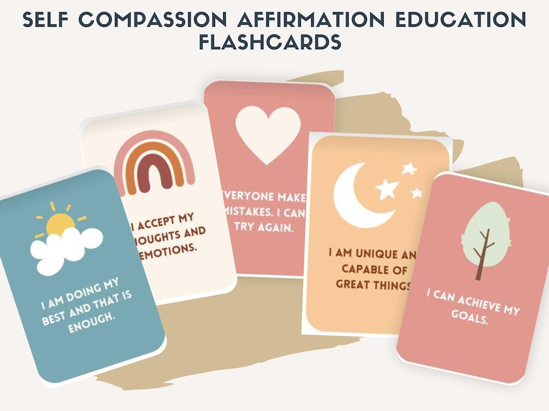 Self Compassion Affirmation Education Flashcards Pdf Printable ...
