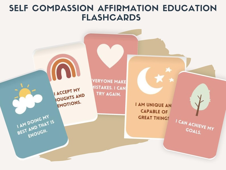 Self Compassion Affirmation Education Flashcards Pdf Printable ...