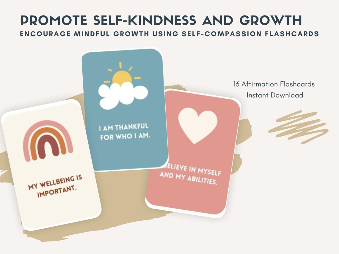 Self Compassion Affirmation Education Flashcards Pdf Printable ...