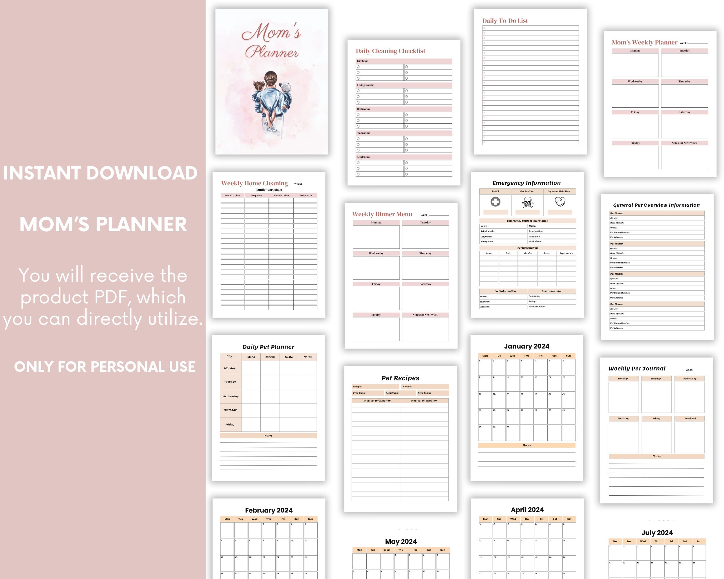 2024 Mom Life Planner Household Planner Printable Home Management ...