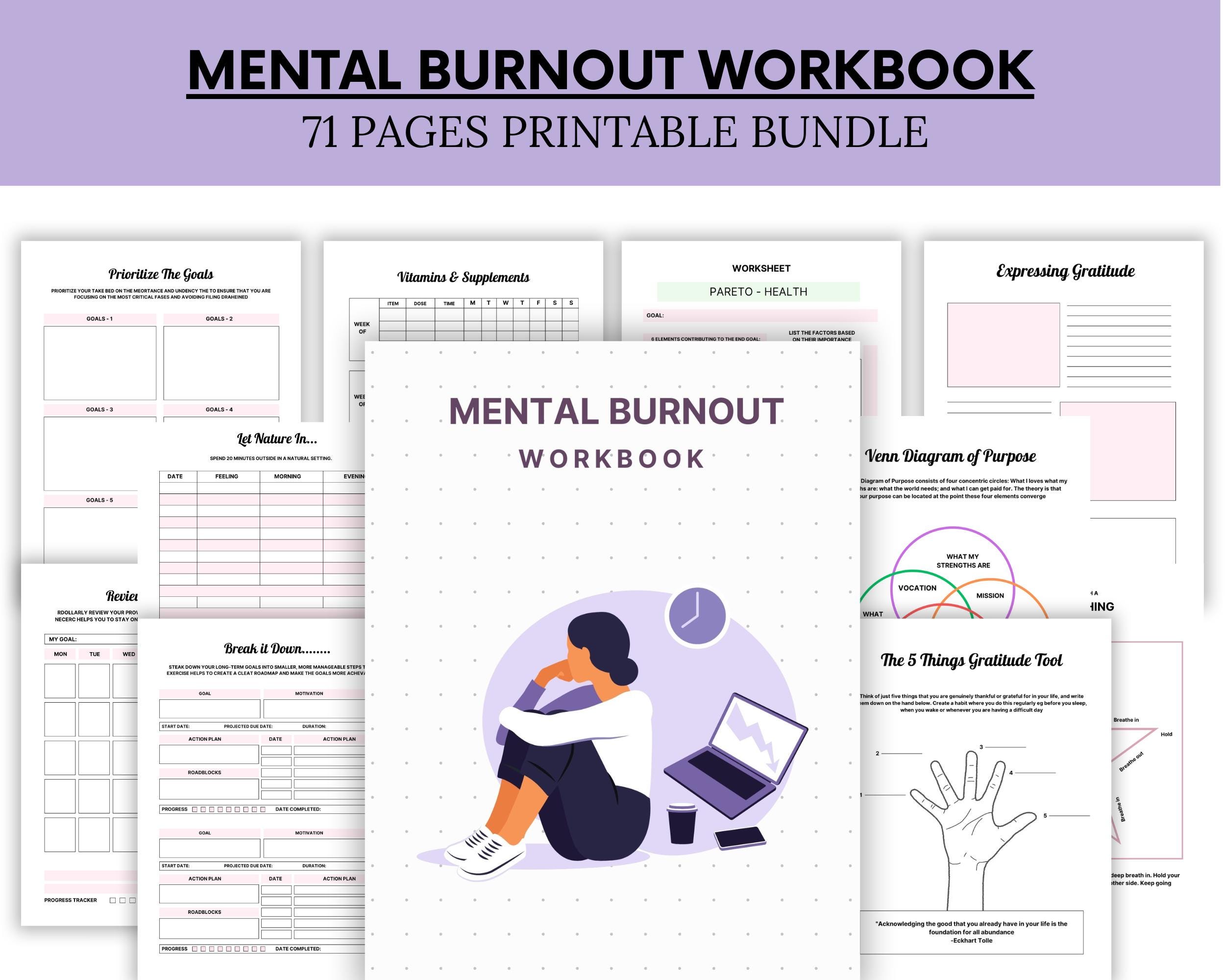 Mental Burnout Workbook Burnout Recovery Planner Stress Management ...