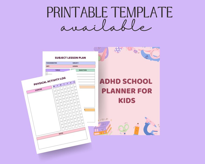 Adhd School Planner for Kids Adhd Planner Focus and Organization for ...