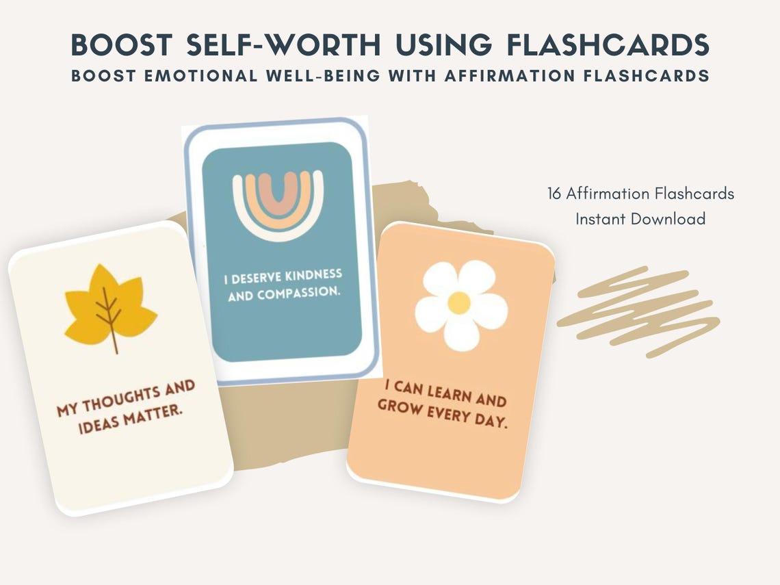 Self Compassion Affirmation Education Flashcards Pdf Printable ...