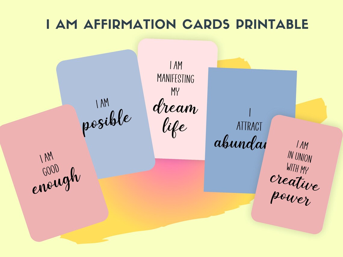 I AM Affirmation Cards Printable Png/pdf Positive Quote Cards ...