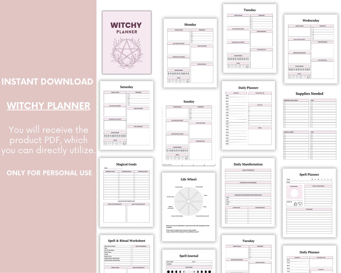 Witchy Planner Moon Phase Tracker Ritual Planner Spell Book Crystal ...
