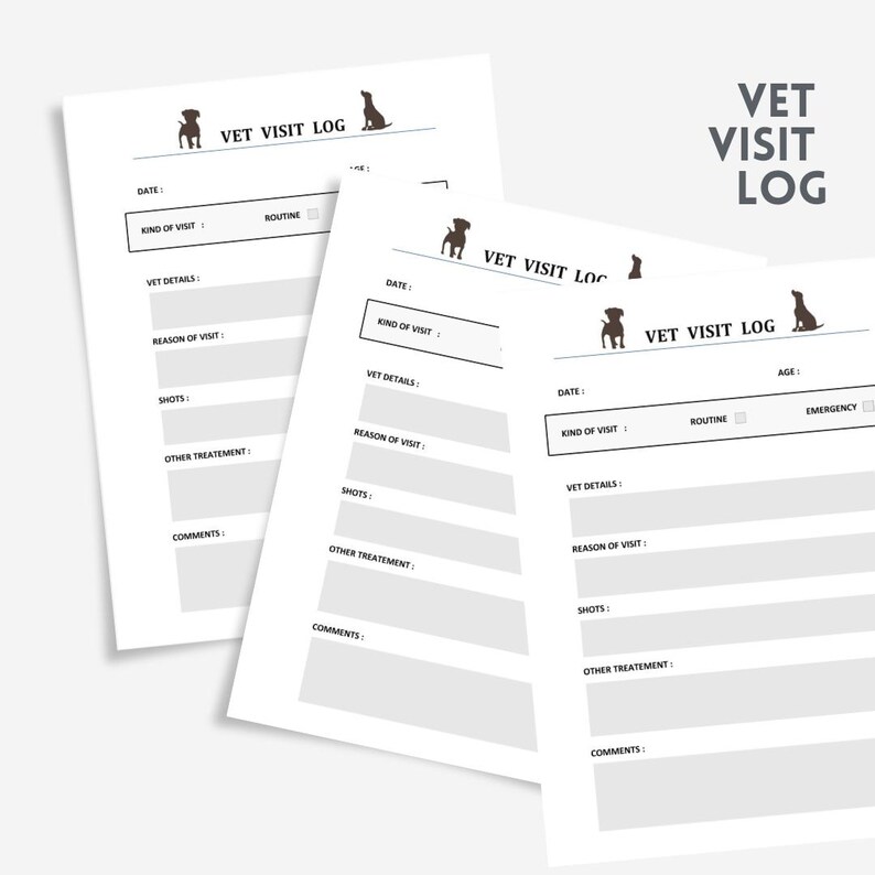 Vet Visit Planner Pet Health Tracker, Dog Health Log, Veterinary Visit ...