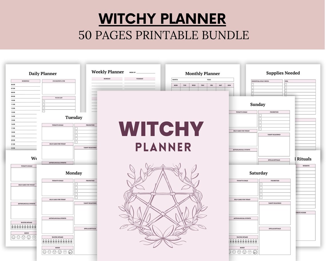 Witchy Planner Moon Phase Tracker Ritual Planner Spell Book Crystal ...