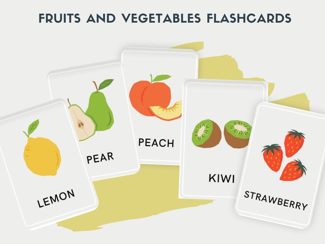 Fruits and Vegetables Flashcards Pdf Printable Fruit Vegetable Flash ...