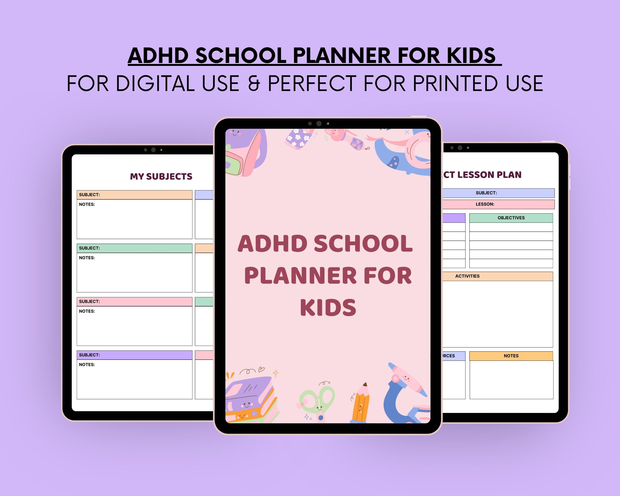 Adhd School Planner for Kids Adhd Planner Focus and Organization for ...