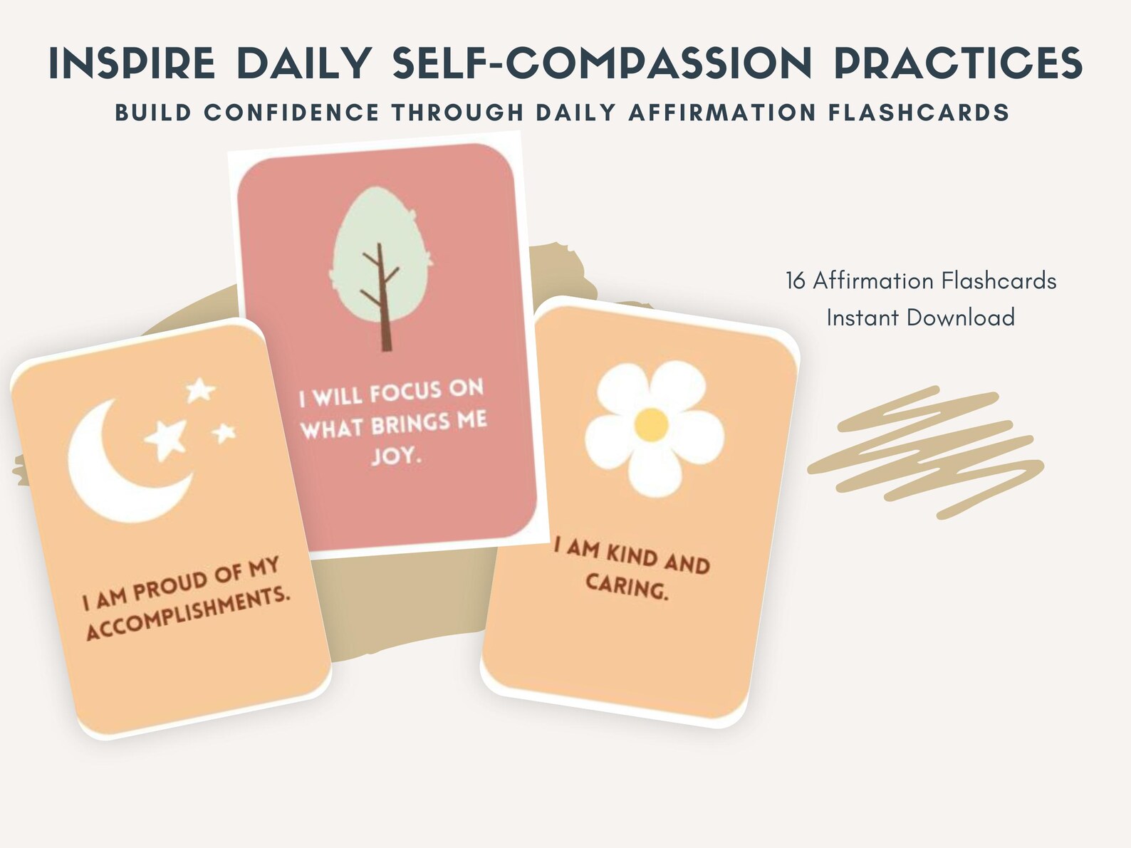 Self Compassion Affirmation Education Flashcards Pdf Printable ...