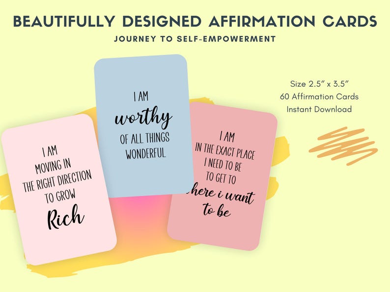 I AM Affirmation Cards Printable Png/pdf Positive Quote Cards ...